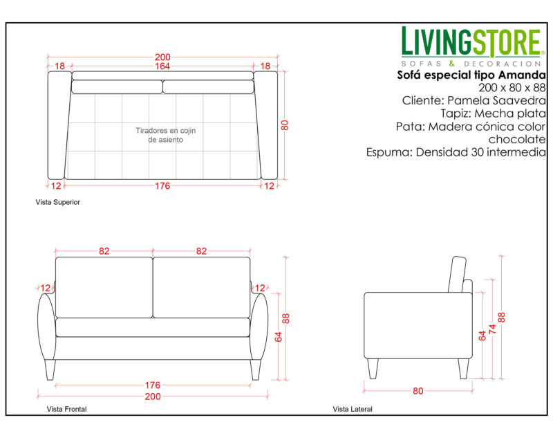 Juego de living tres y dos cuerpos. Personalizable en tamaño, diseño y ...